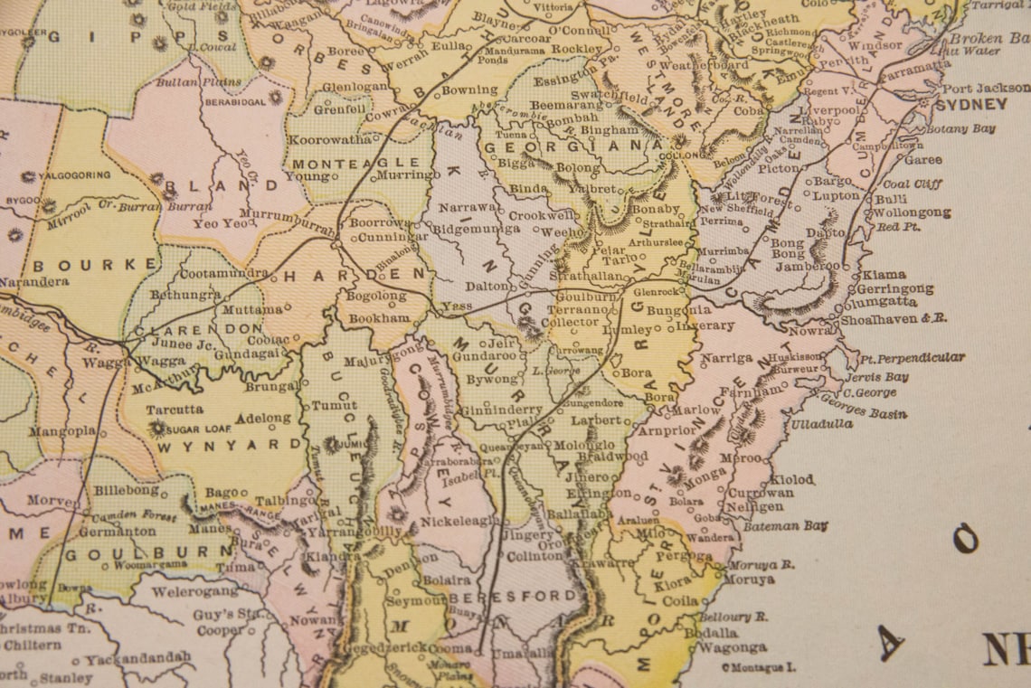 1901 New South Wales Australia Antique Map | Etsy