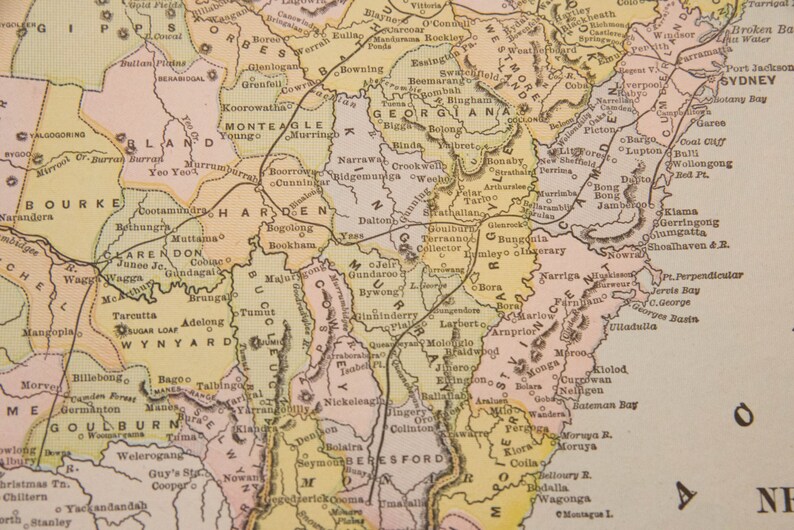 1901 New South Wales Australia Antique Map - Etsy