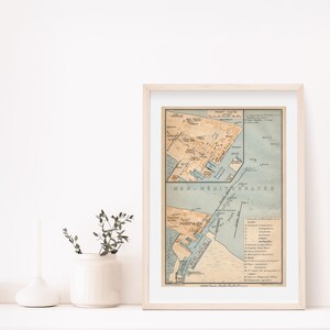 1908 Port Said Egypt Antique Map - Etsy