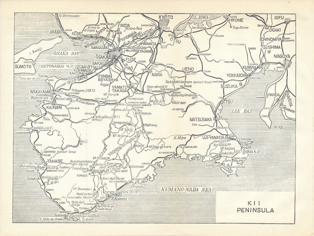 1961 Kii Peninsula Japan Vintage Map - Etsy Australia