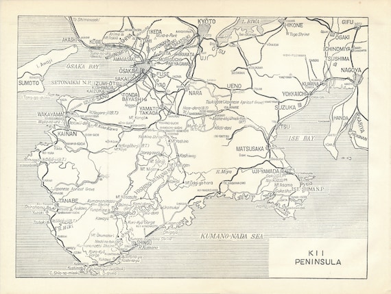 1961 Kii Peninsula Japan Vintage Map | Etsy