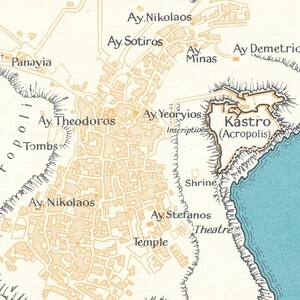1967 Lindos Rhodes Greece Vintage Map - Etsy