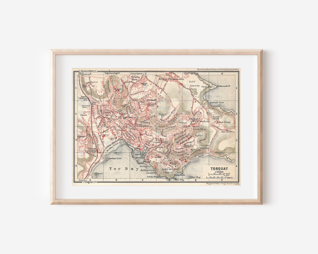 1937 Torquay United Kingdom Antique Map - Etsy