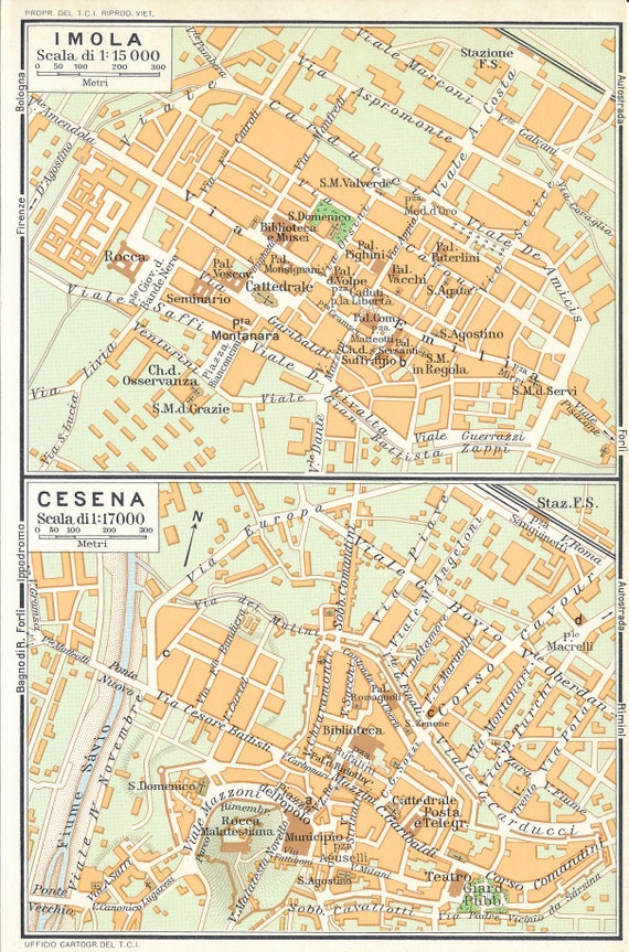 1971 Imola & Cesena Italy Vintage Map | Etsy