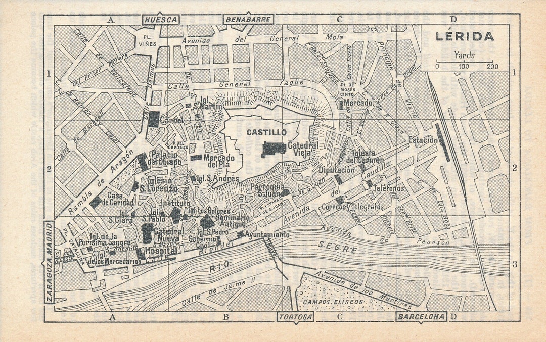 1961 Lleida Spain Vintage Map - Etsy