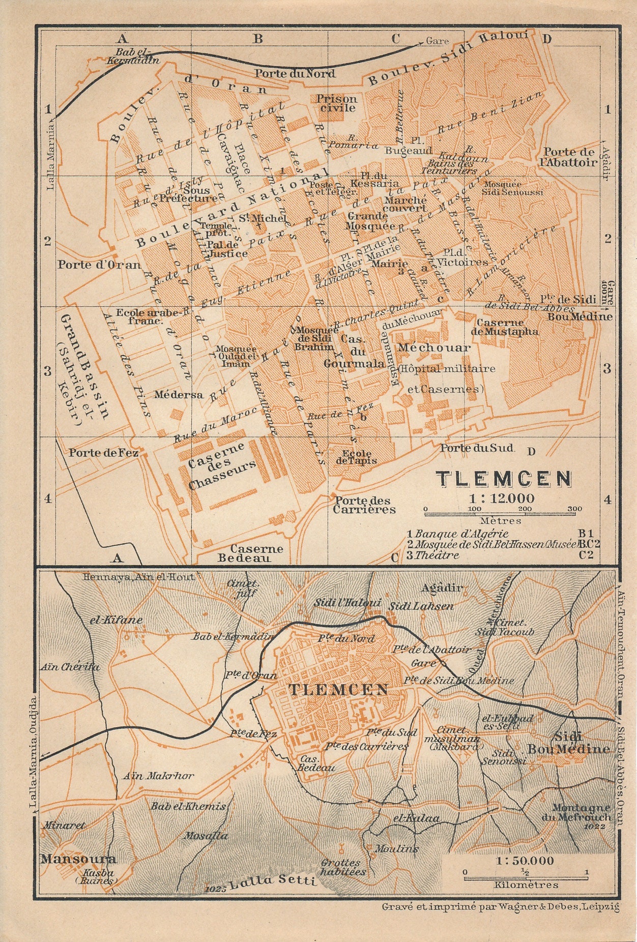 1911 Tlemcen Algeria Antique Map - Etsy New Zealand