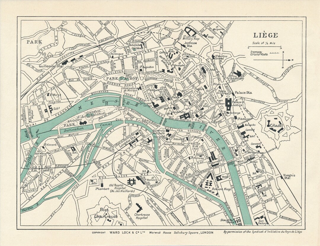 1930 Liege Belgium Antique Map - Etsy
