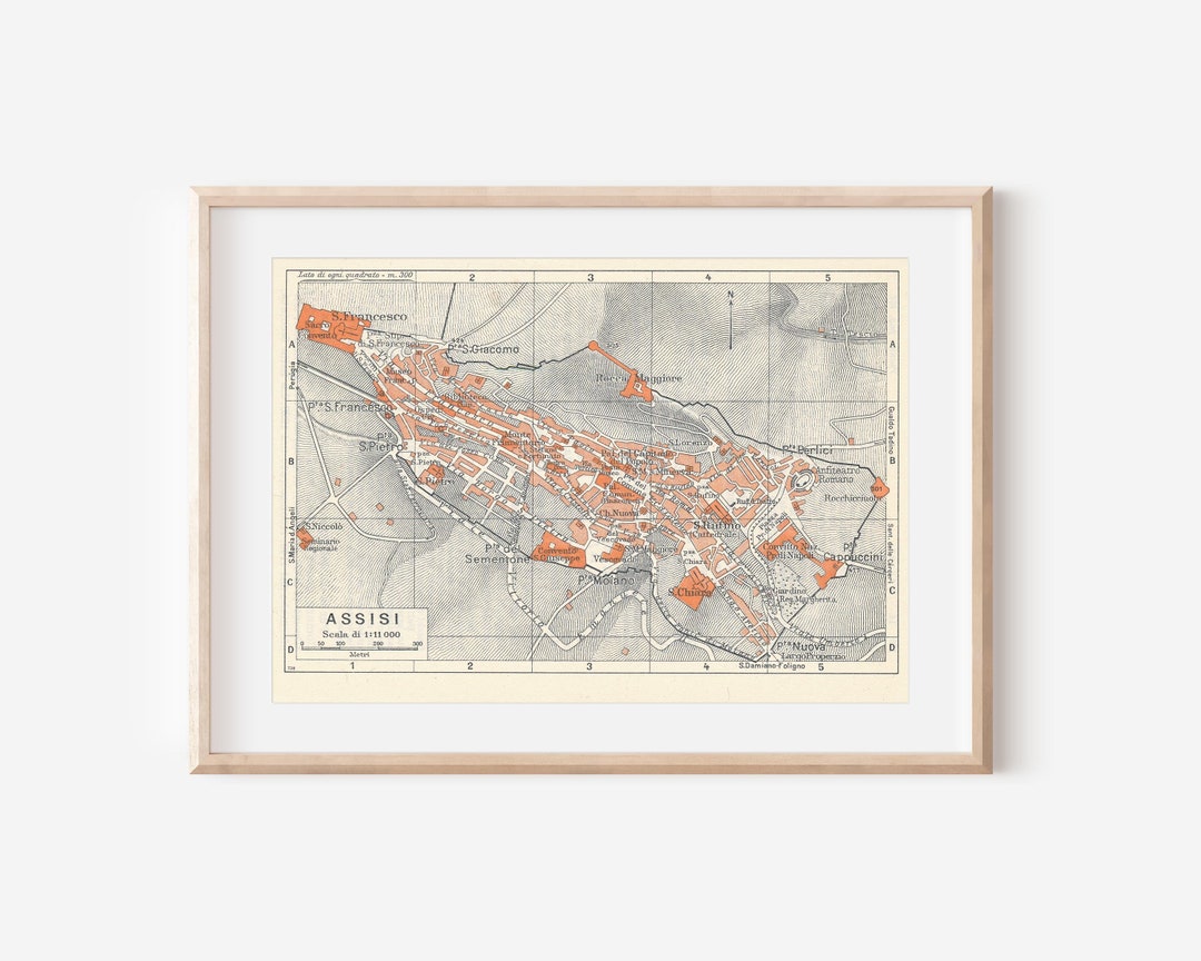 1939 Assisi Italy Antique Map - Etsy