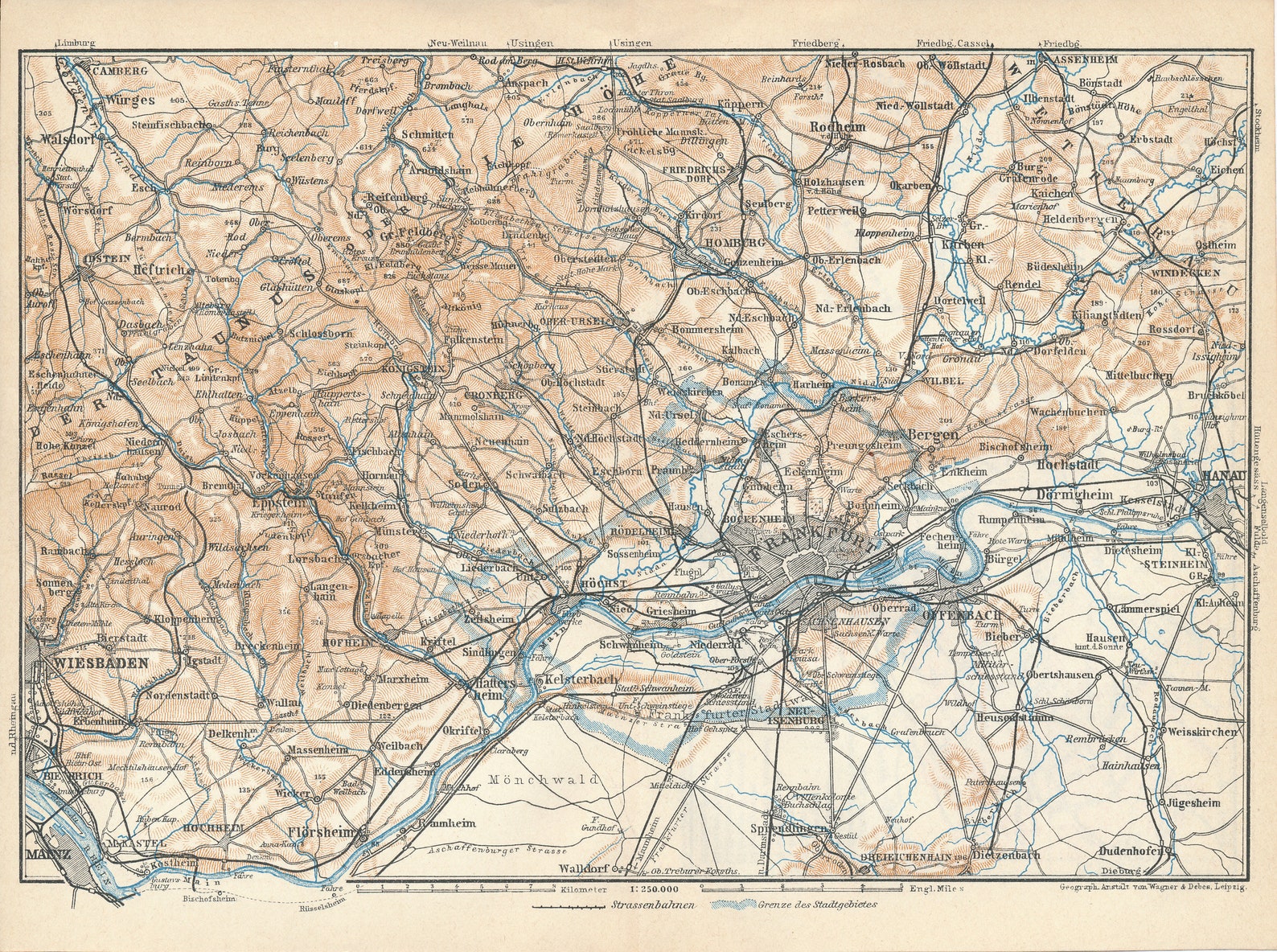 1931 Frankfurt Germany Antique Map - Etsy
