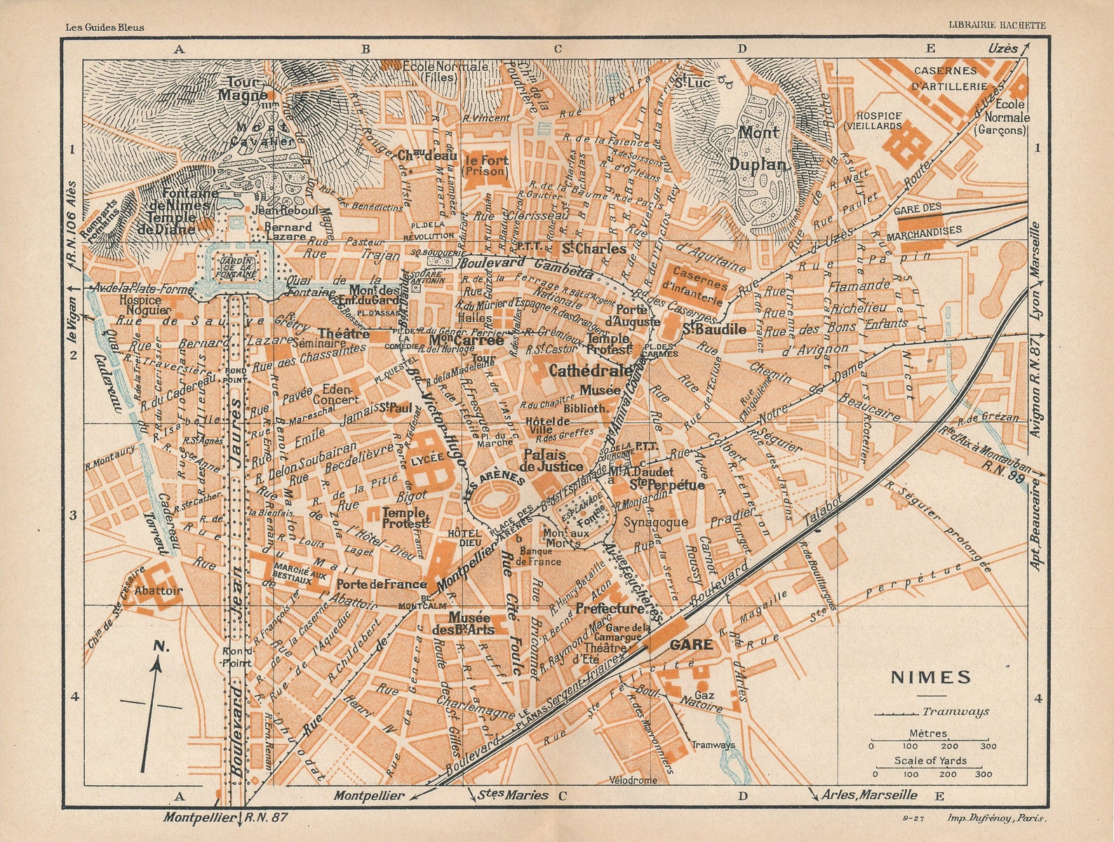1928 Nimes France Antique Map - Etsy