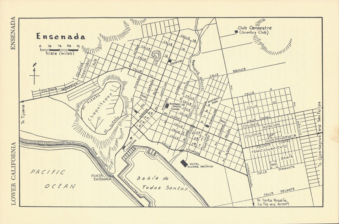 1964 Ensenada Baja Mexico Vintage Map - Etsy