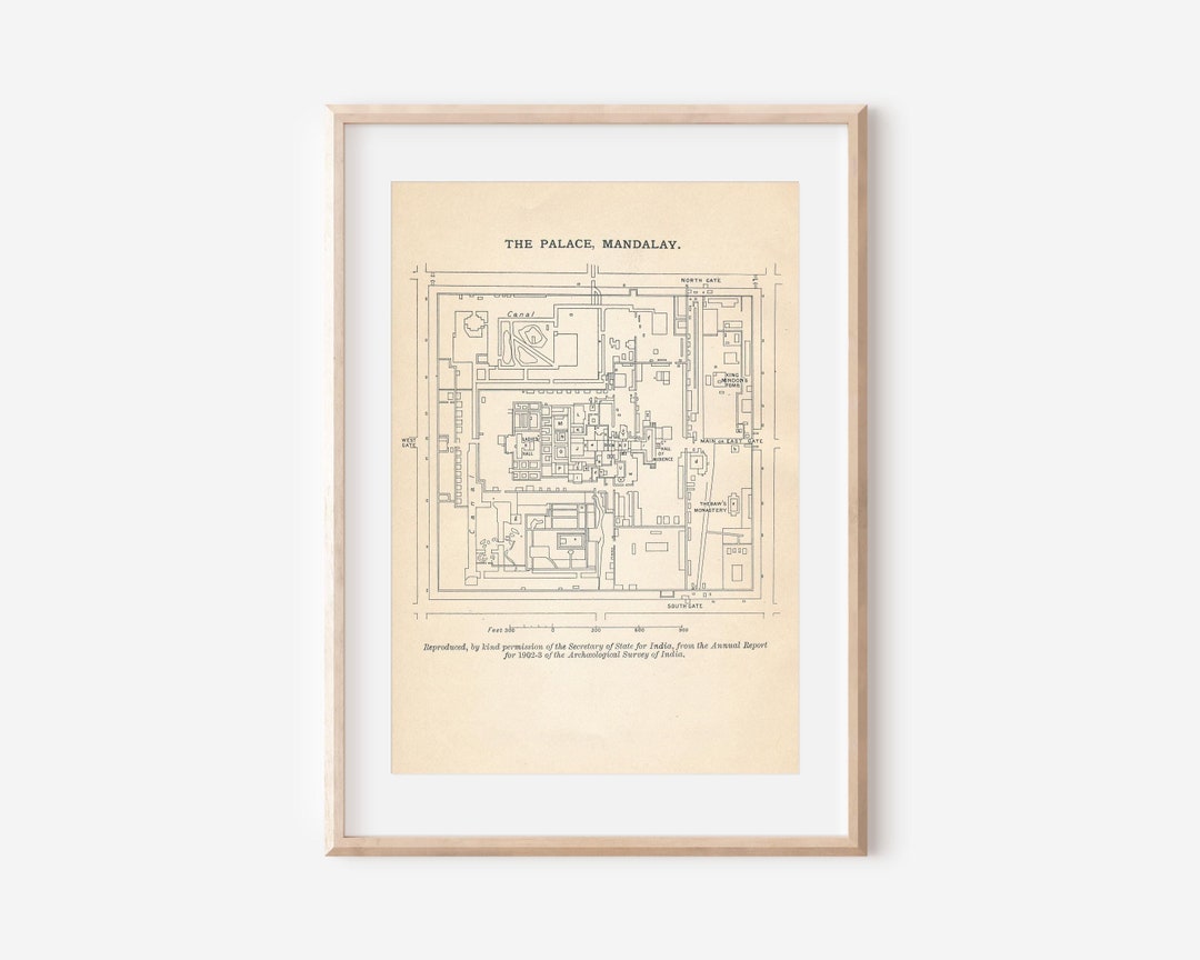 1911 Mandalay Palace Myanmar Antique Map - Etsy