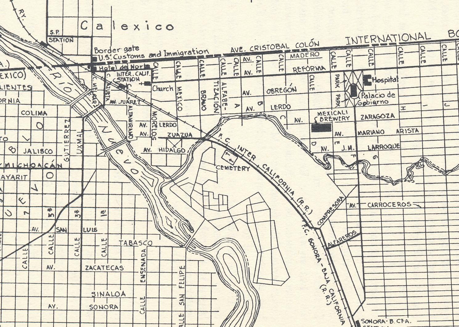 1970 Mexicali Mexico Vintage Map - Etsy
