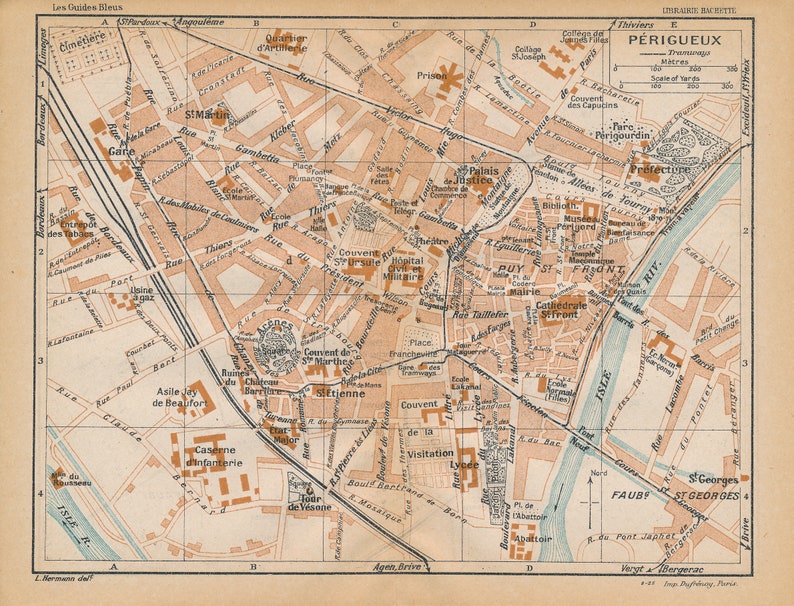 1926 Perigueux France Antique Map - Etsy