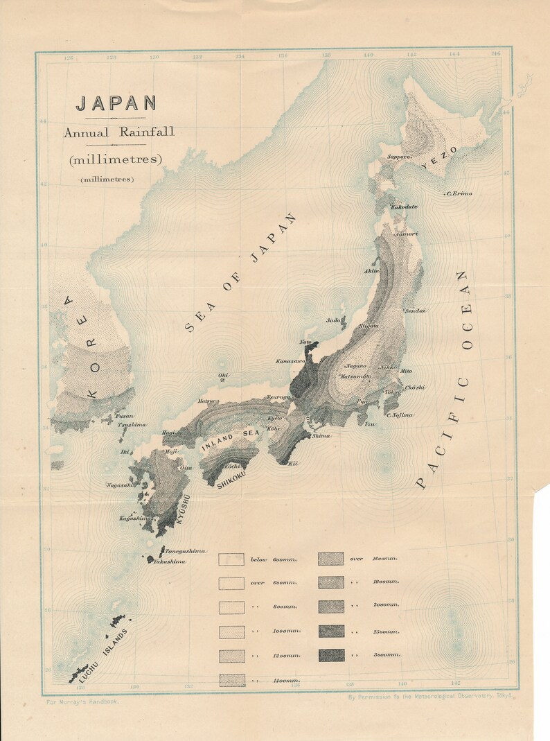 1907 Japan Antique Map | Etsy