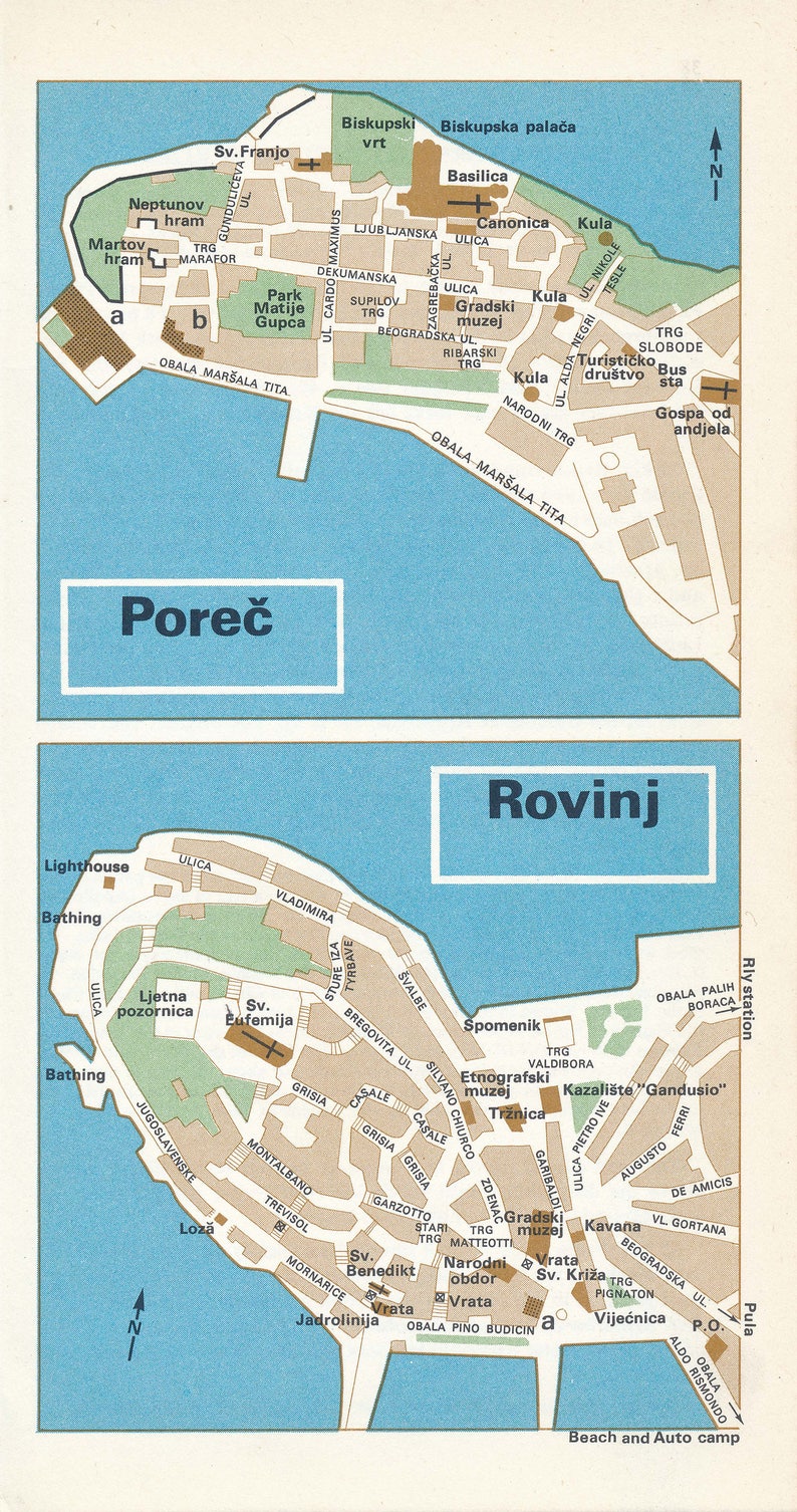 1969 Porec & Rovinj Croatia Vintage Map - Etsy