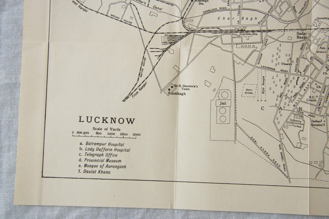 1959 Lucknow India Vintage Map - Etsy