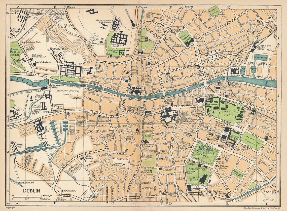 1952 Dublin Ireland Vintage Map | Etsy