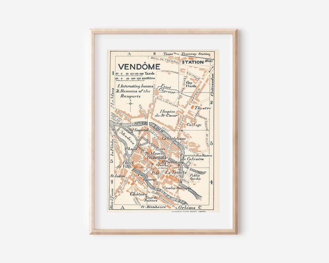 1926 Vendome France Antique Map - Etsy