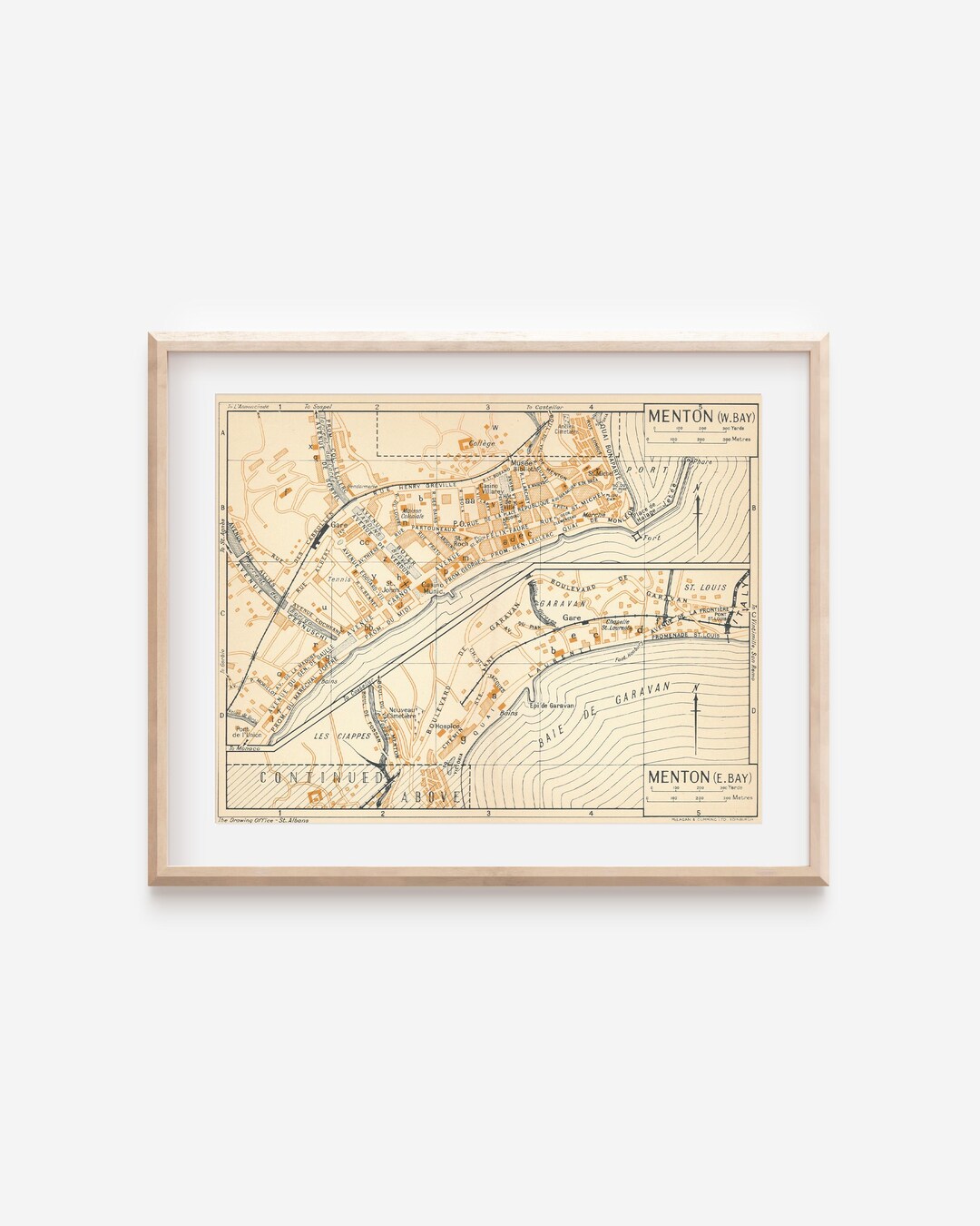 1954 Menton France Vintage Map - Etsy