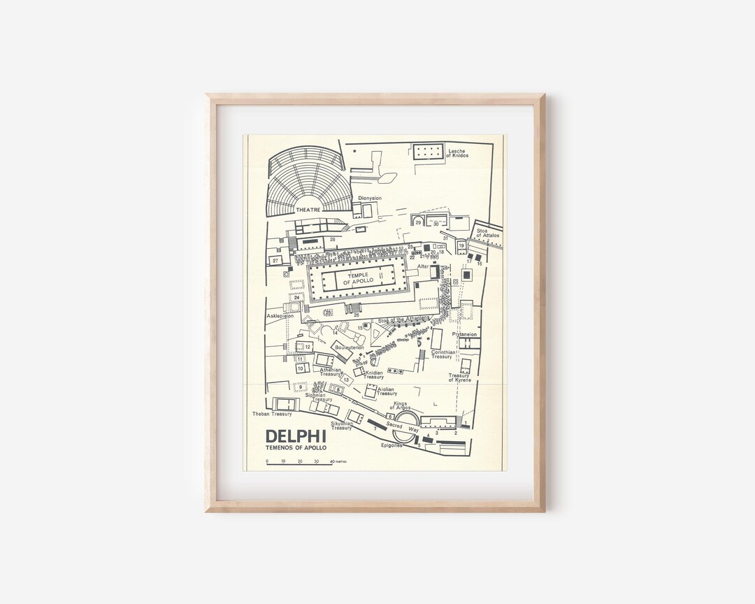 1967 Temple of Apollo Delphi Greece Vintage Map - Etsy