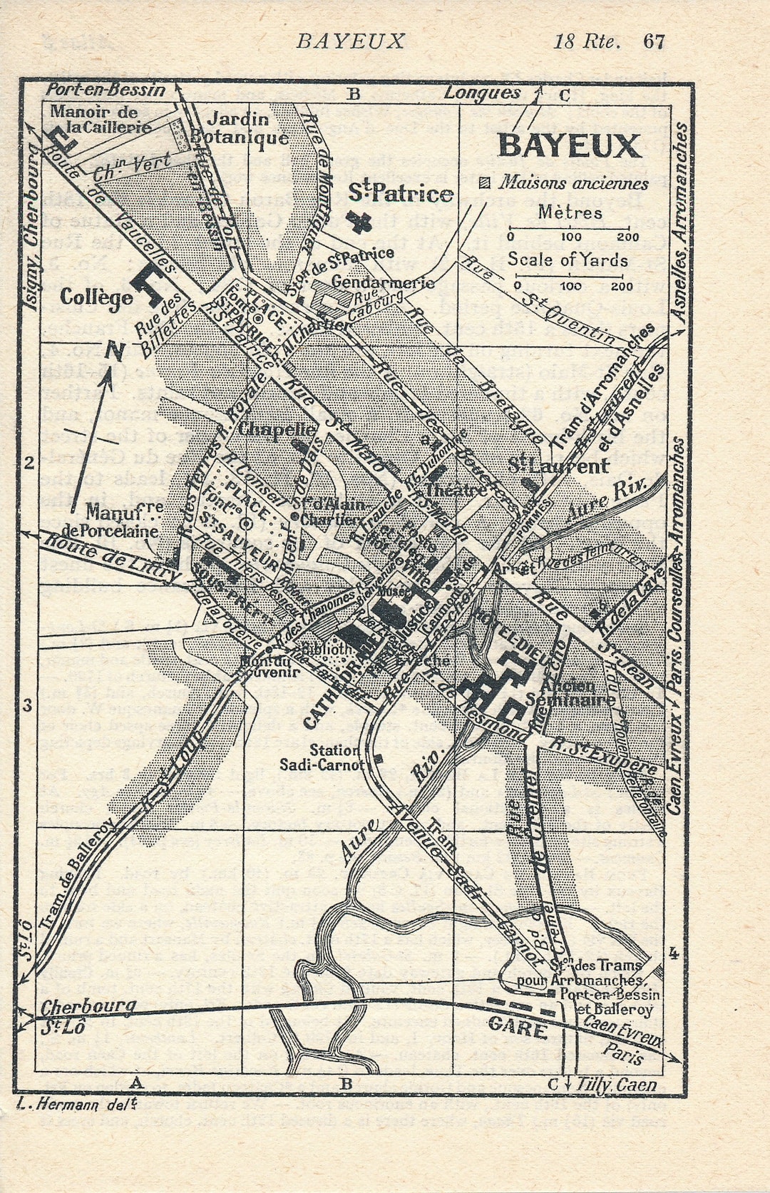 1932 Bayeux France Antique Map - Etsy