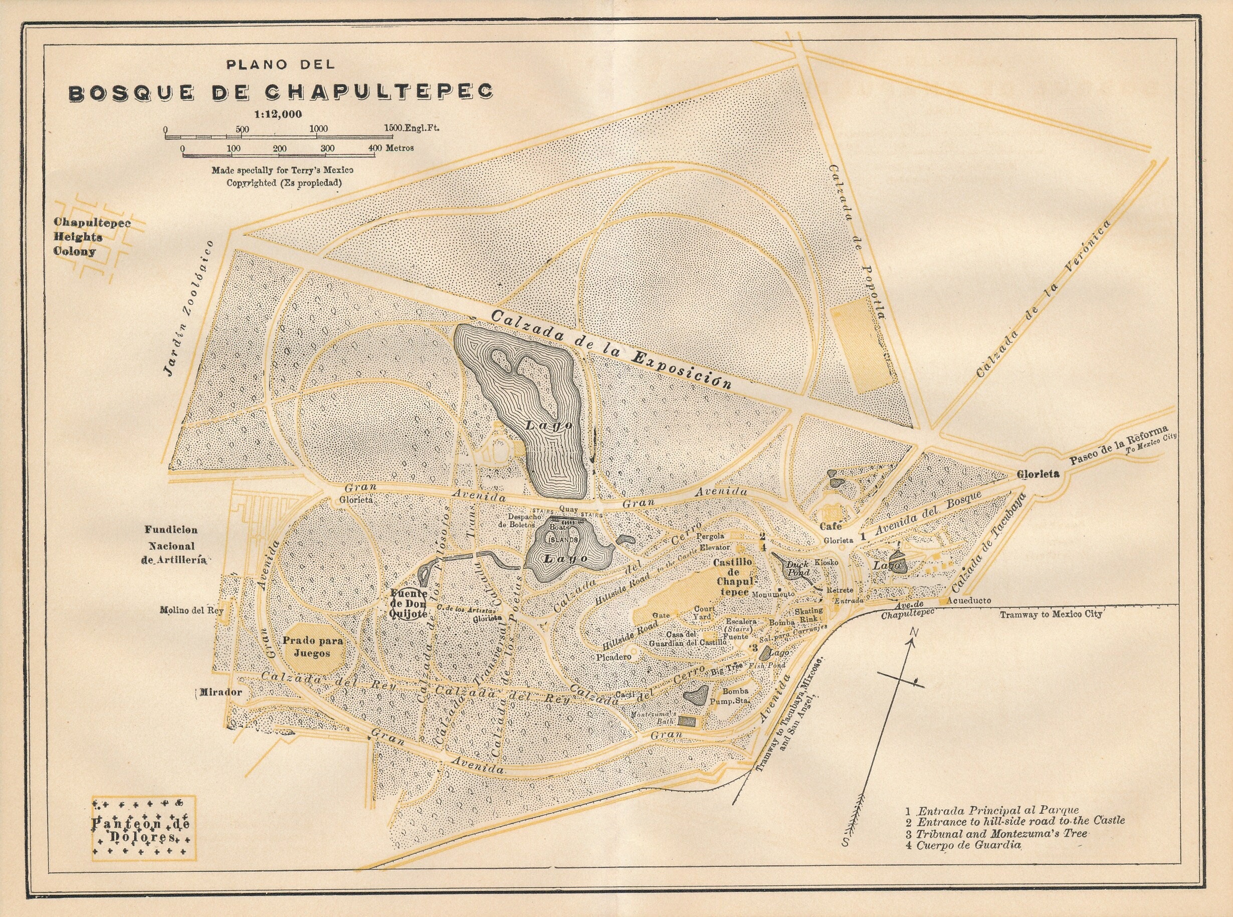 1935 Bosque de Chapultepec Ciudad de México México Mapa de la - Etsy México
