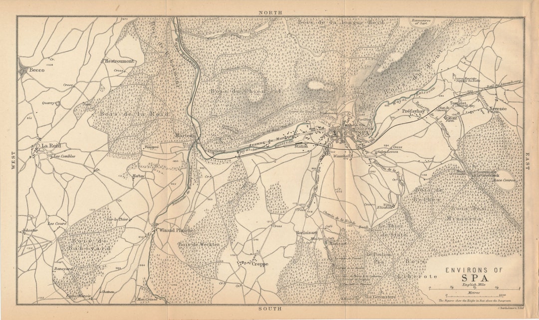 1894 Spa Belgium Antique Map - Etsy