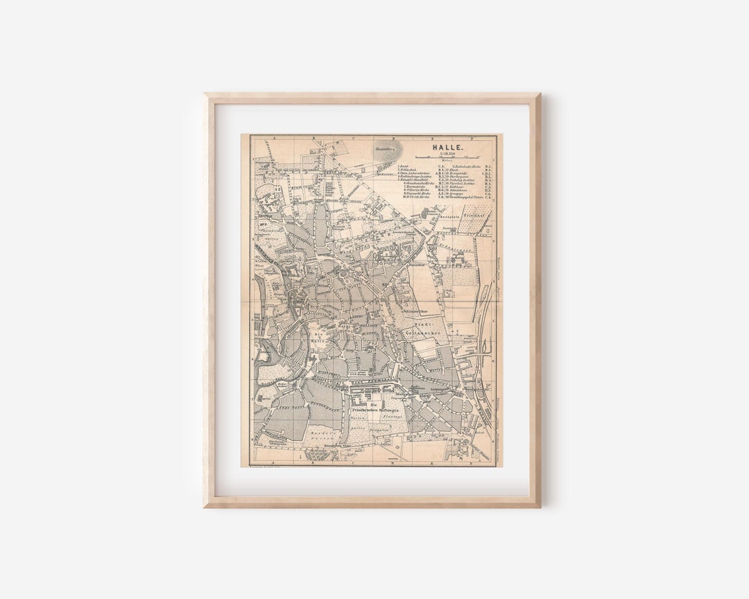 1881 Halle Germany Antique Map - Etsy