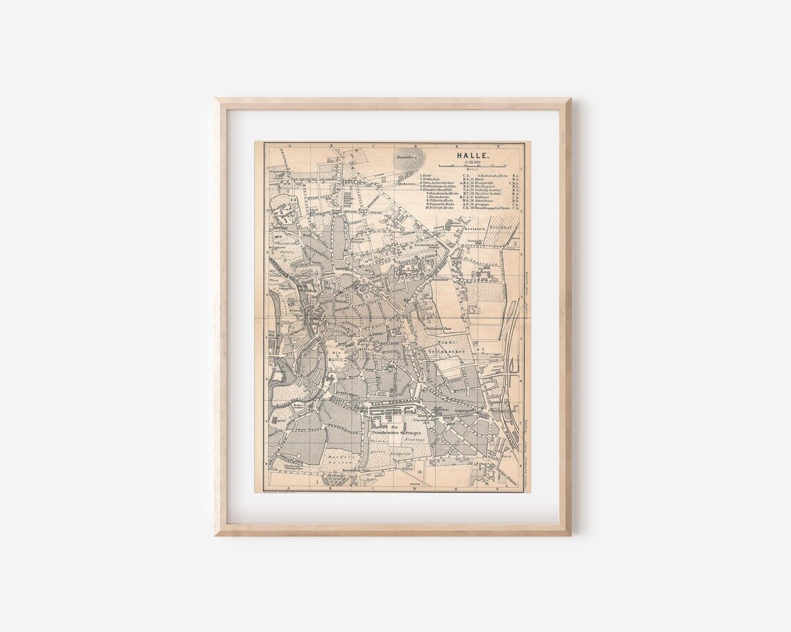 1881 Halle Germany Antique Map - Etsy