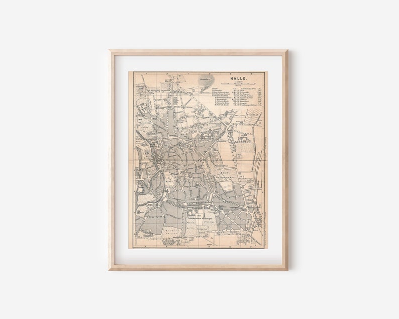 1881 Halle Germany Antique Map - Etsy