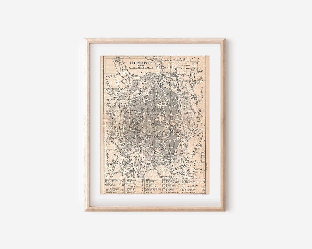 1881 Braunschweig Germany Antique Map - Etsy