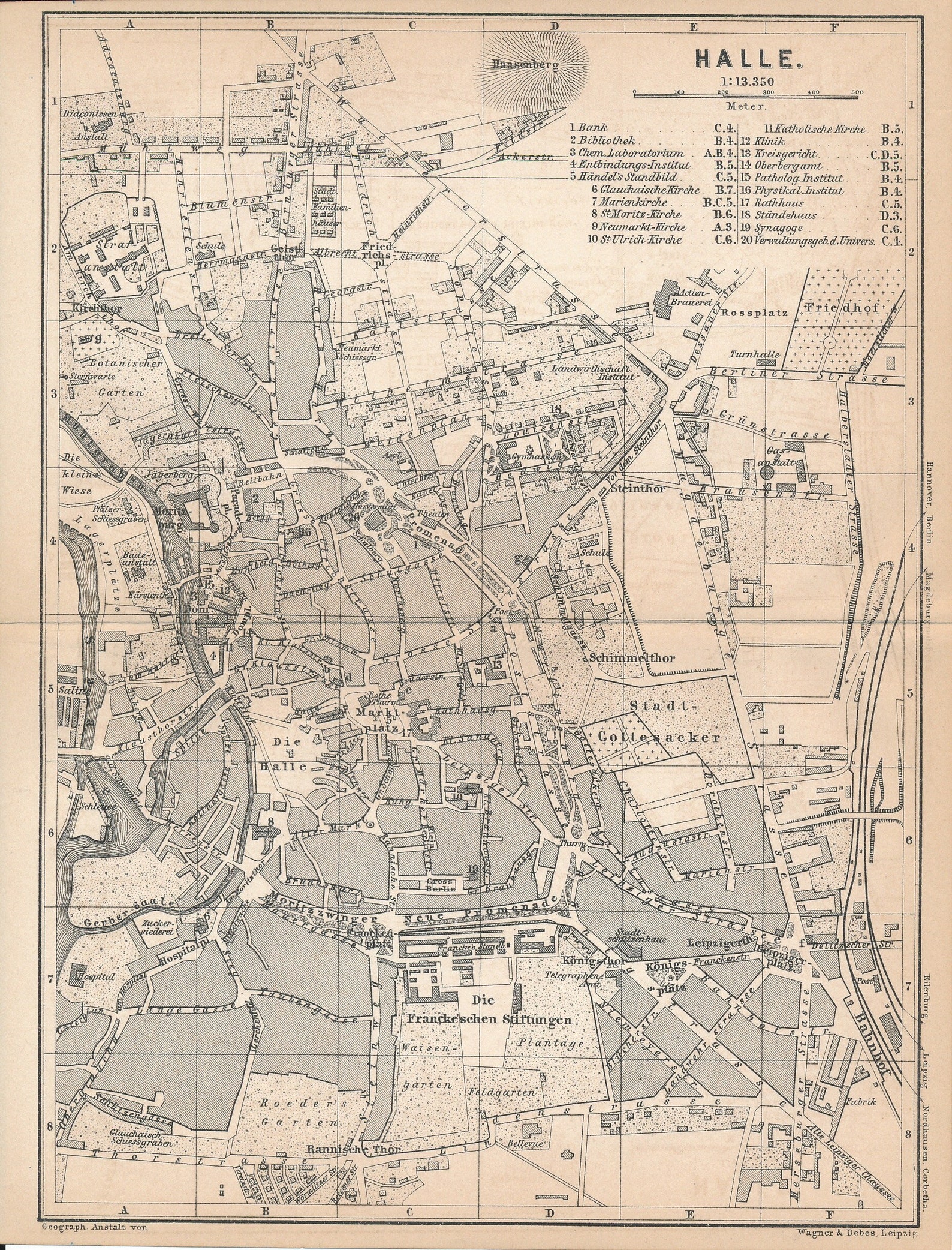 1881 Halle Germany Antique Map - Etsy