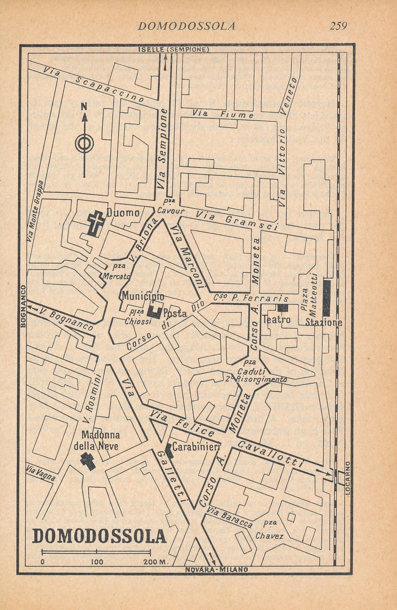 1954 Domodossola Italy Vintage Map - Etsy