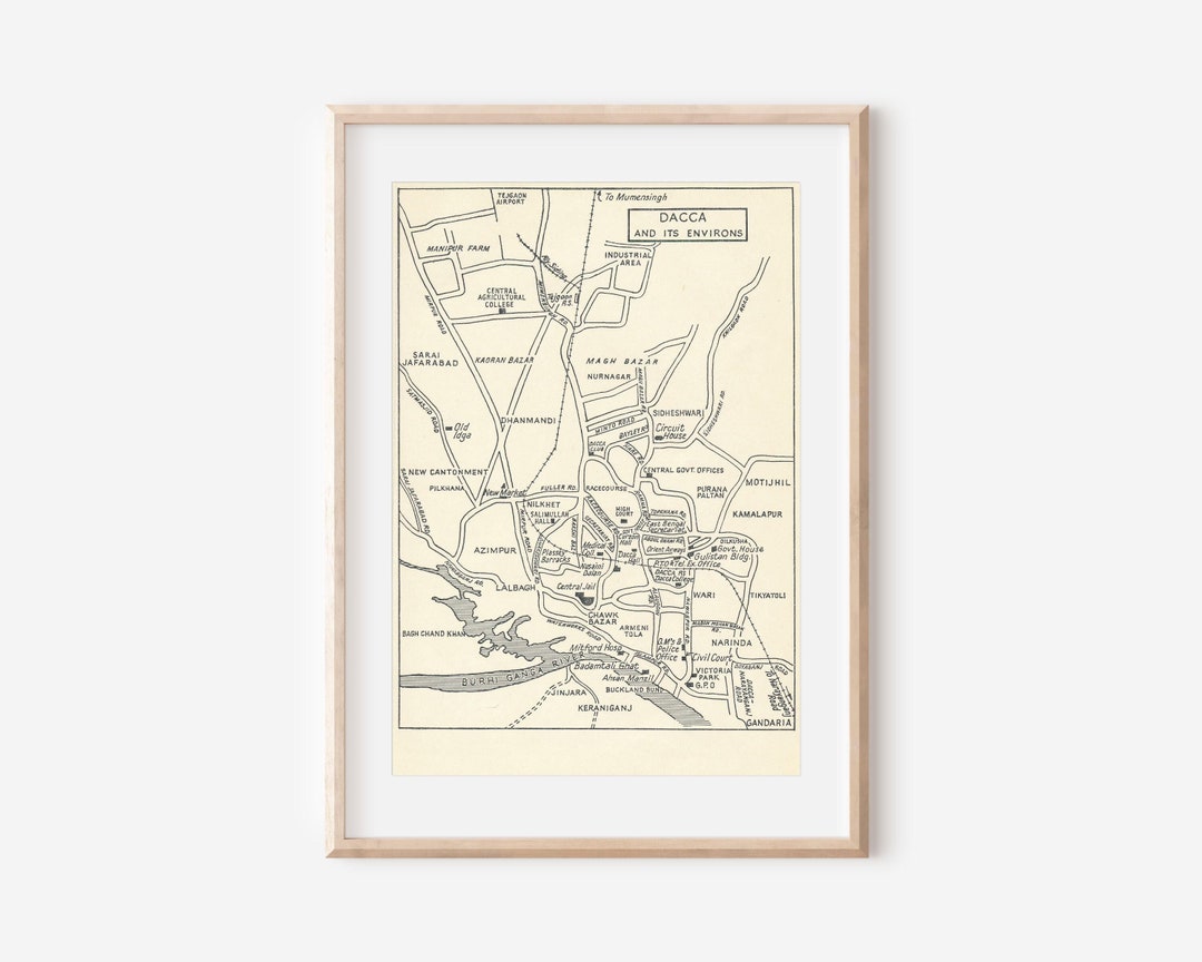 1959 Dhaka Bangladesh Vintage Map - Etsy