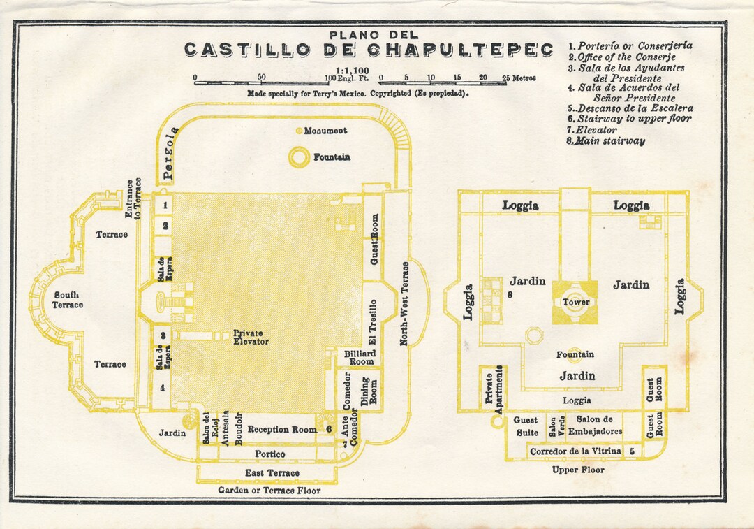 1933 Chapultepec Castle Mexico Antique Map - Etsy