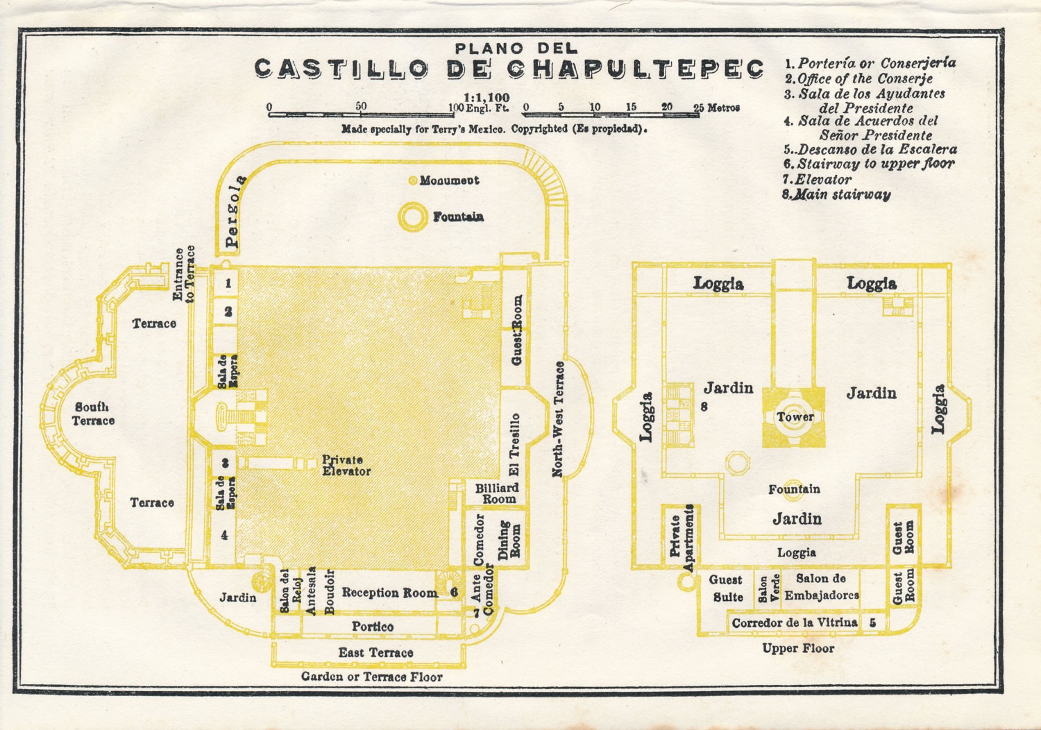 1933 Castillo de Chapultepec México Mapa Antiguo - Etsy México