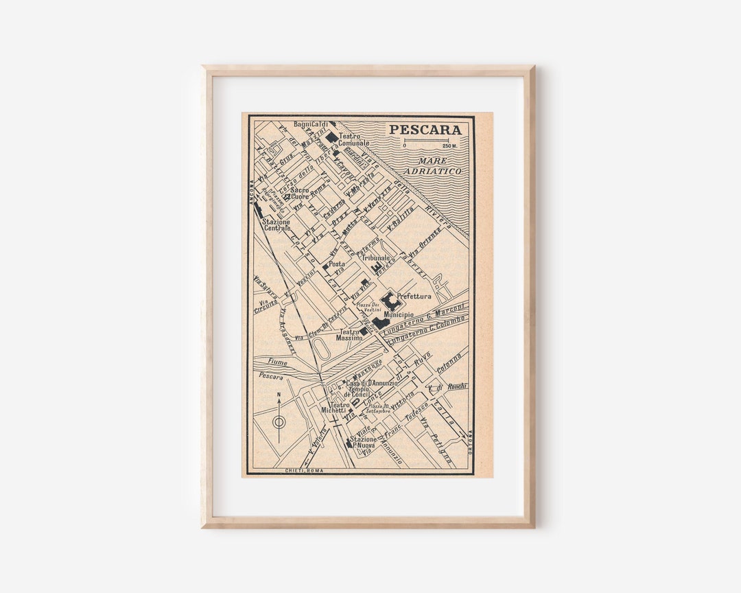 1954 Pescara Italy Vintage Map - Etsy