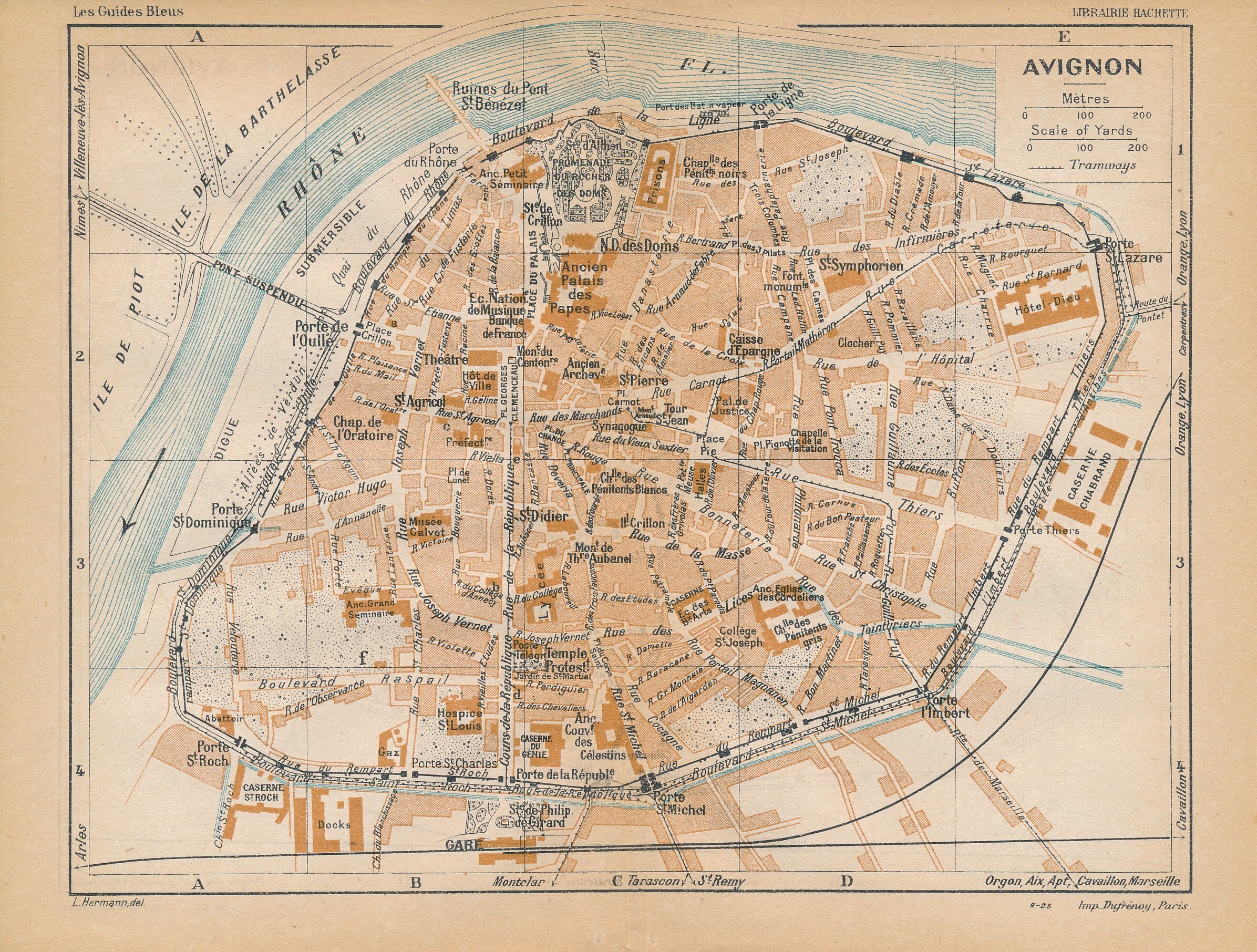 1926 Avignon France Antique Map - Etsy