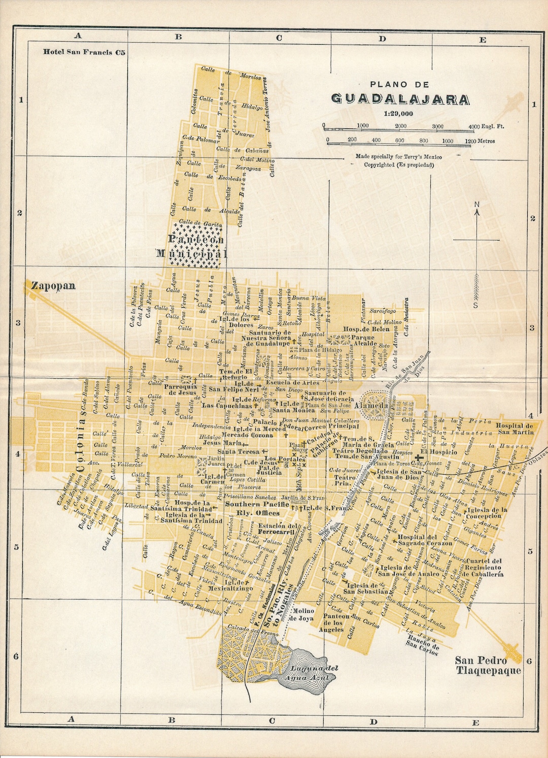 Mapa antiguo de Guadalajara México de 1938 - Etsy México