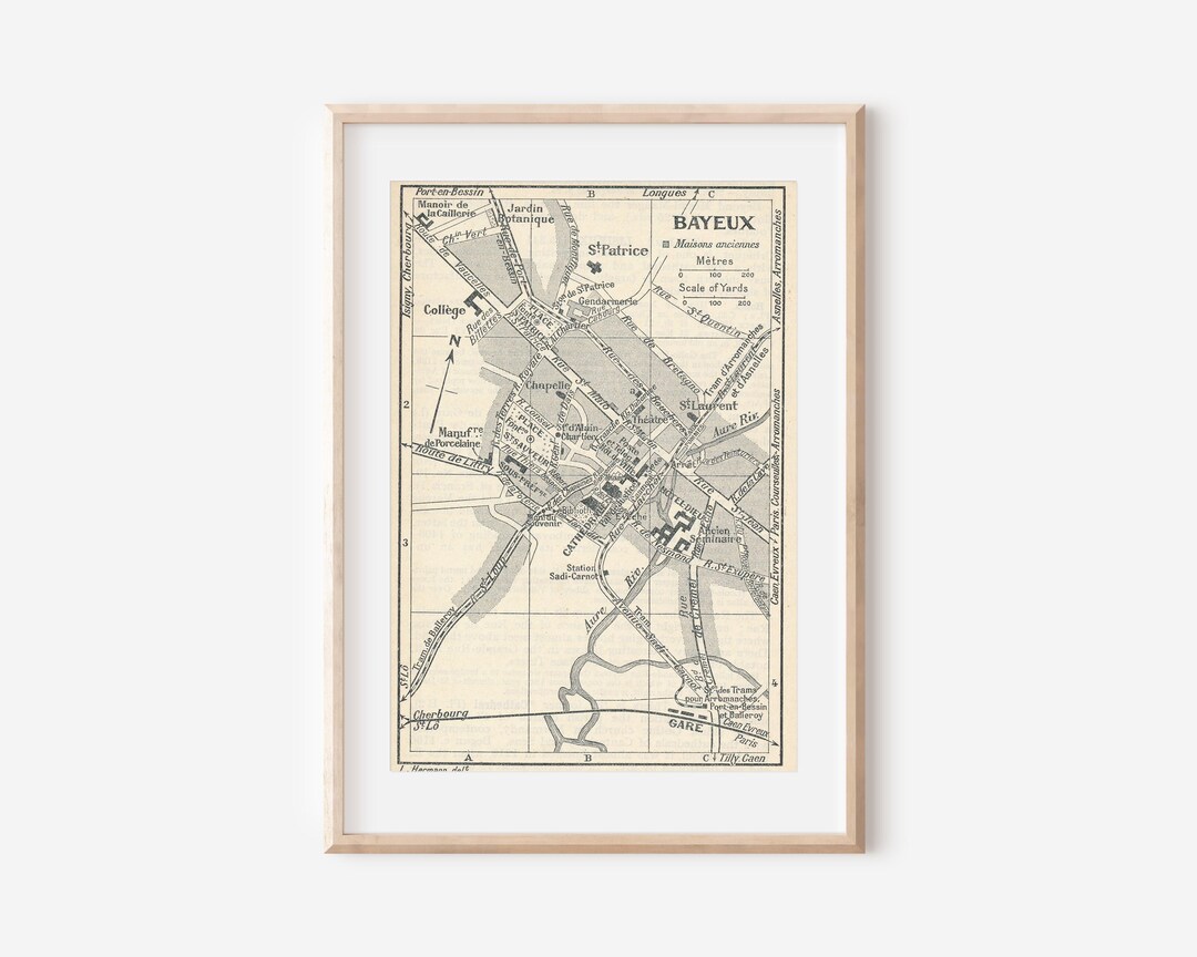 1926 Bayeux France Antique Map - Etsy