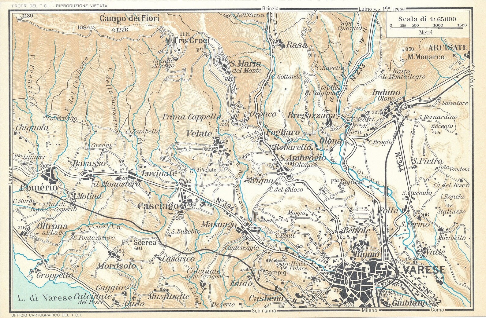 1967 Varese Italy Vintage Map - Etsy