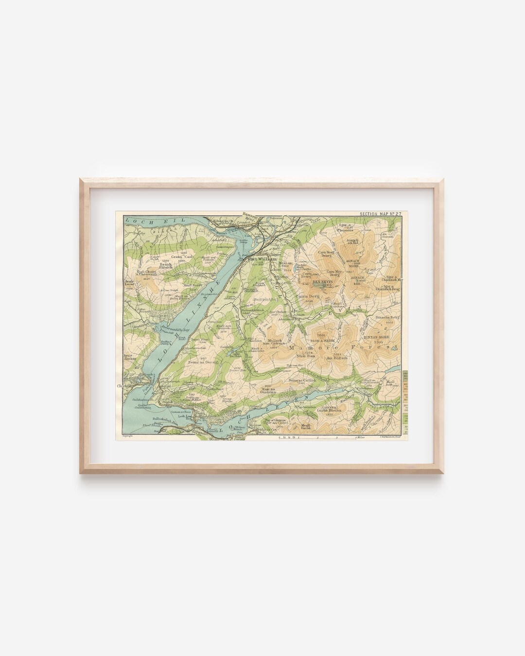 1908 Fort William & Ben Nevis Area Scotland Antique Map - Etsy