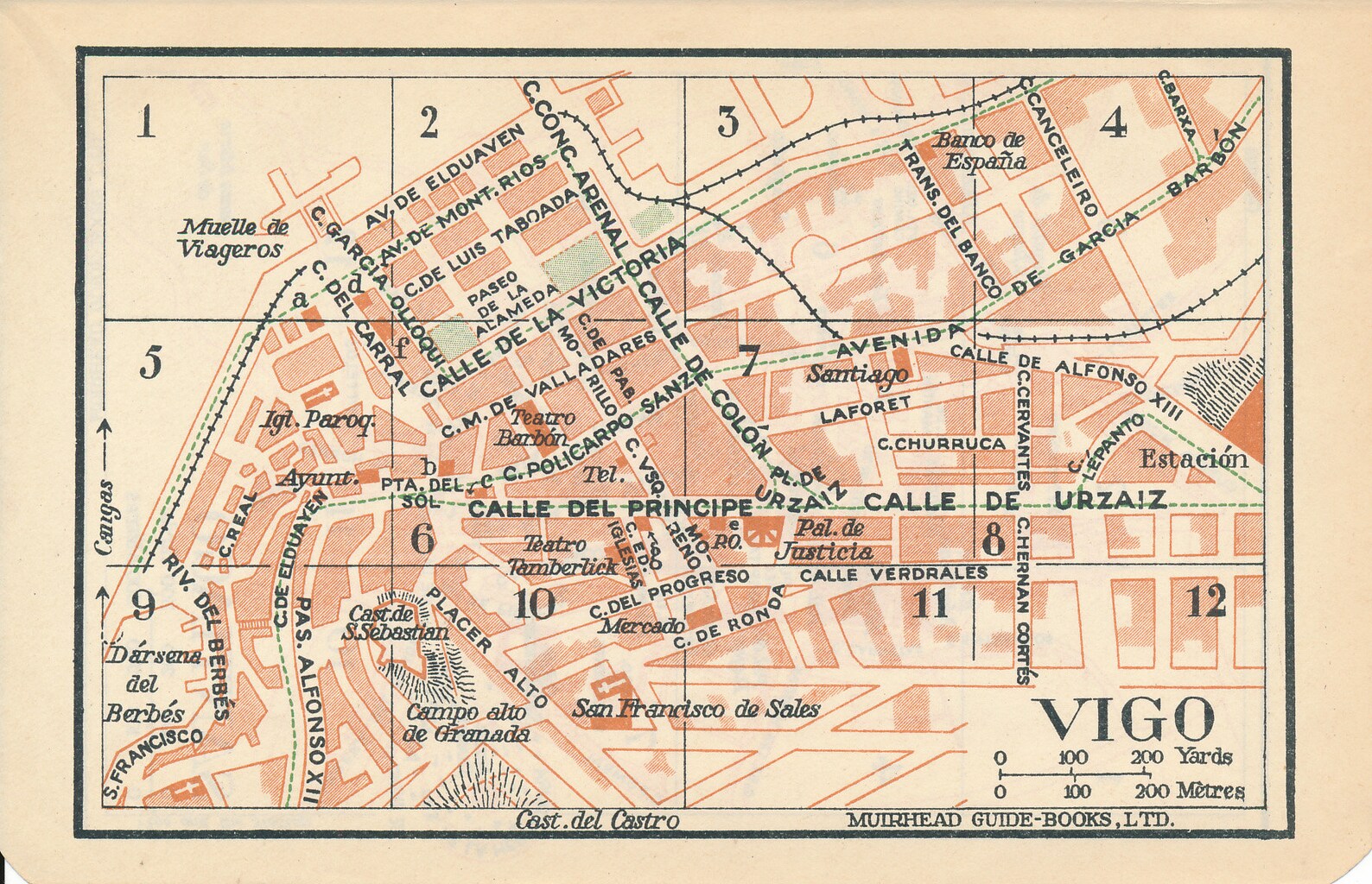 1930 Santiago & Vigo Spain Antique Map - Etsy
