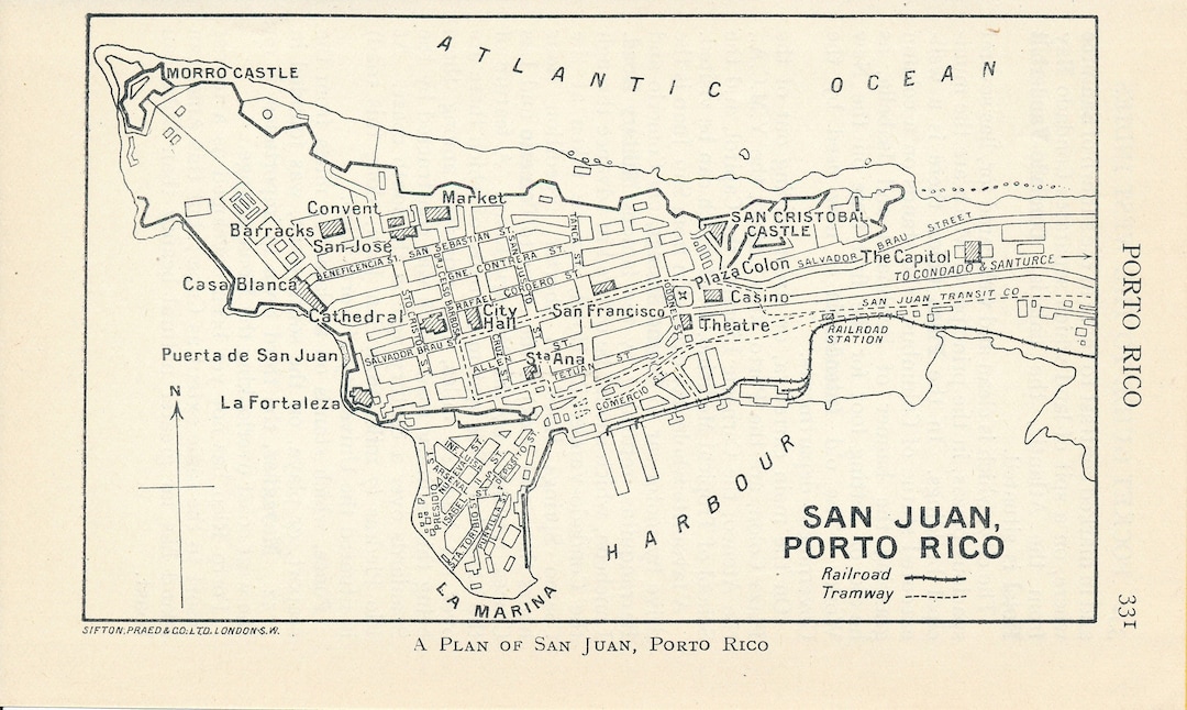1931 San Juan Porto Rico Antique Map - Etsy
