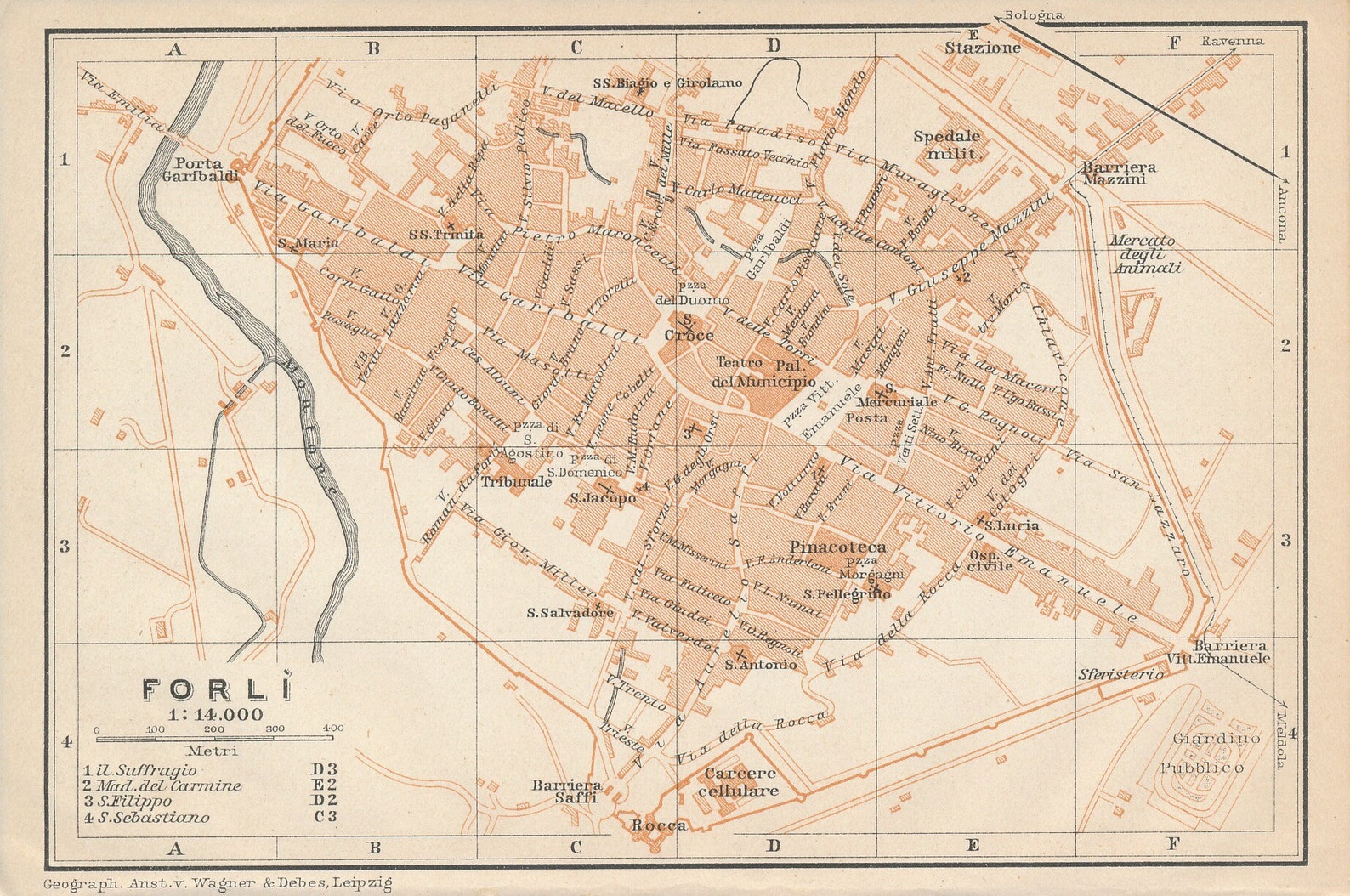 1909 Forli Italy Antique Map - Etsy