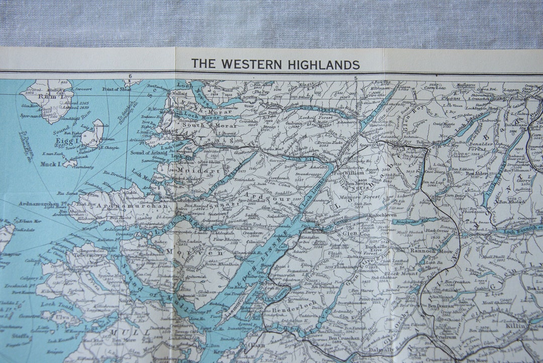 1955 Glasgow Scotland Environs & Western Highlands Vintage Map - Etsy