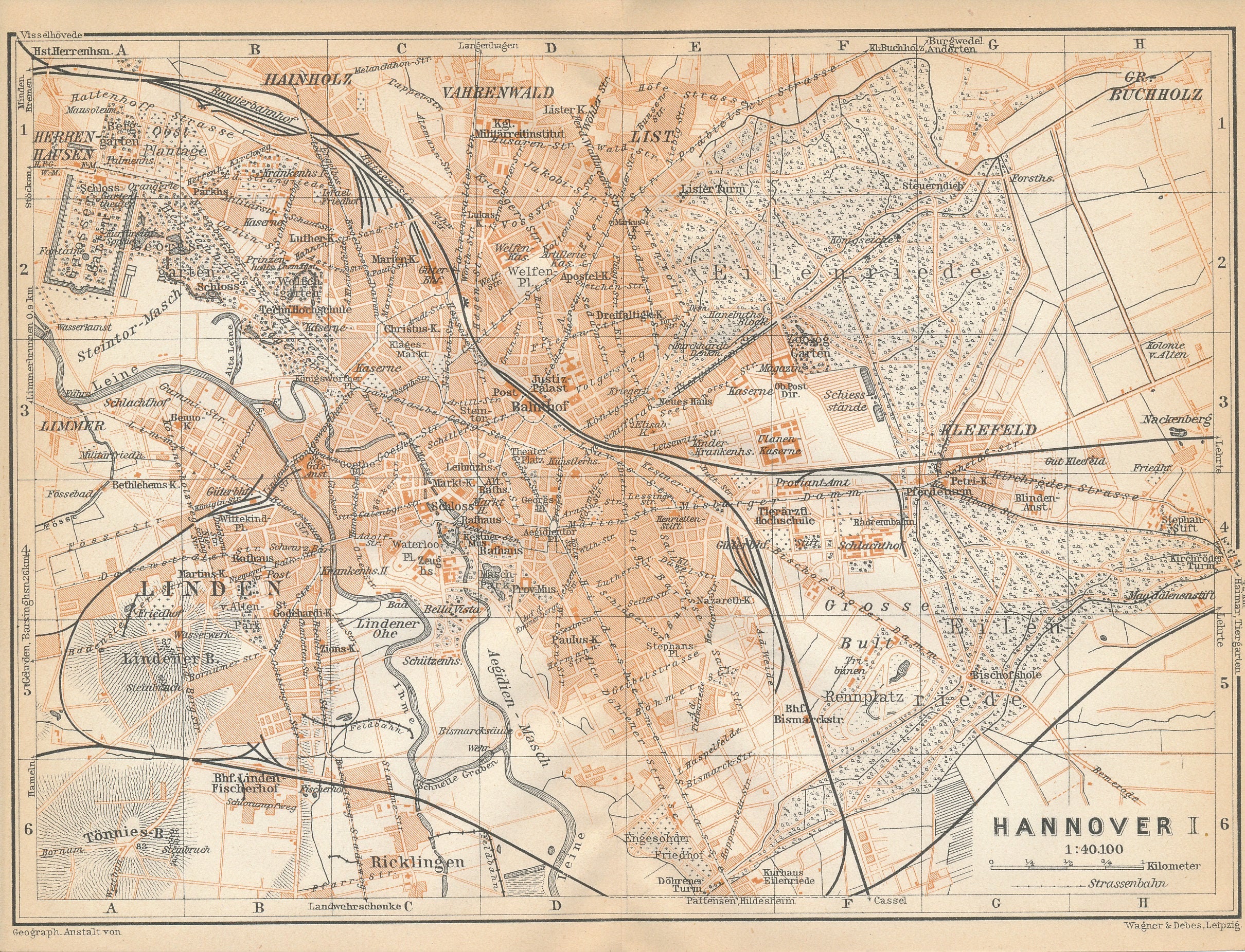 1913 Hannover Germany Antique Map - Etsy