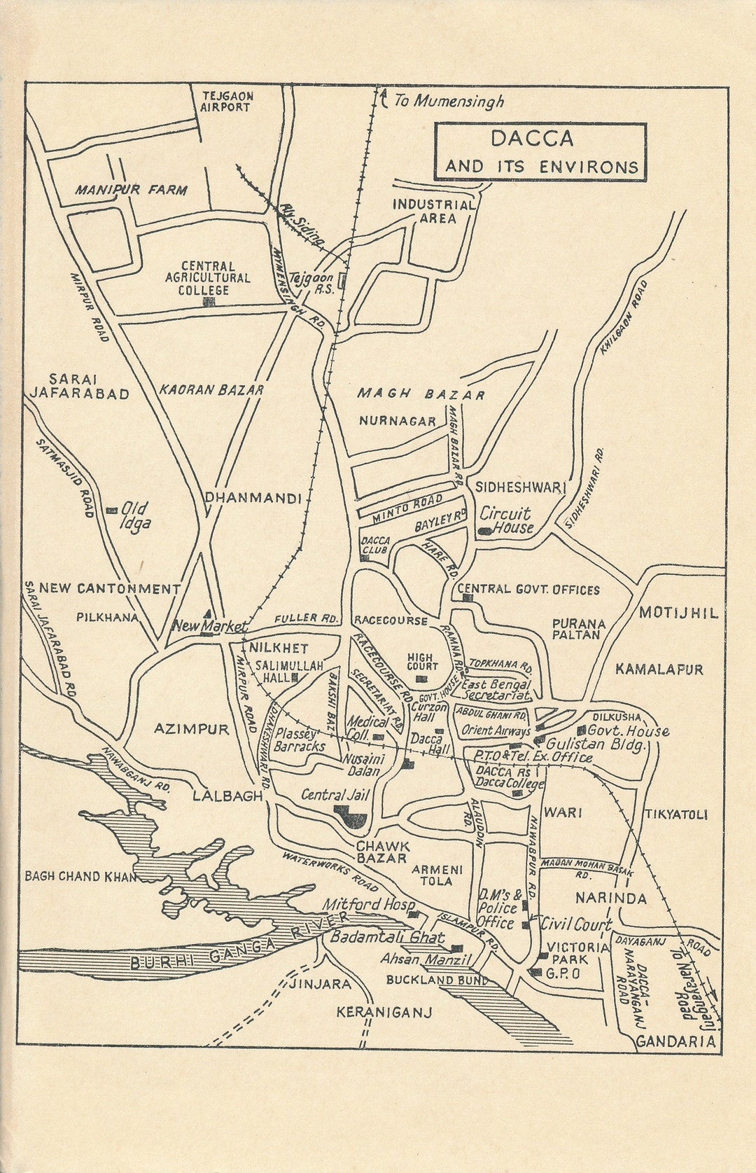 1959 Dhaka Bangladesh Vintage Map - Etsy
