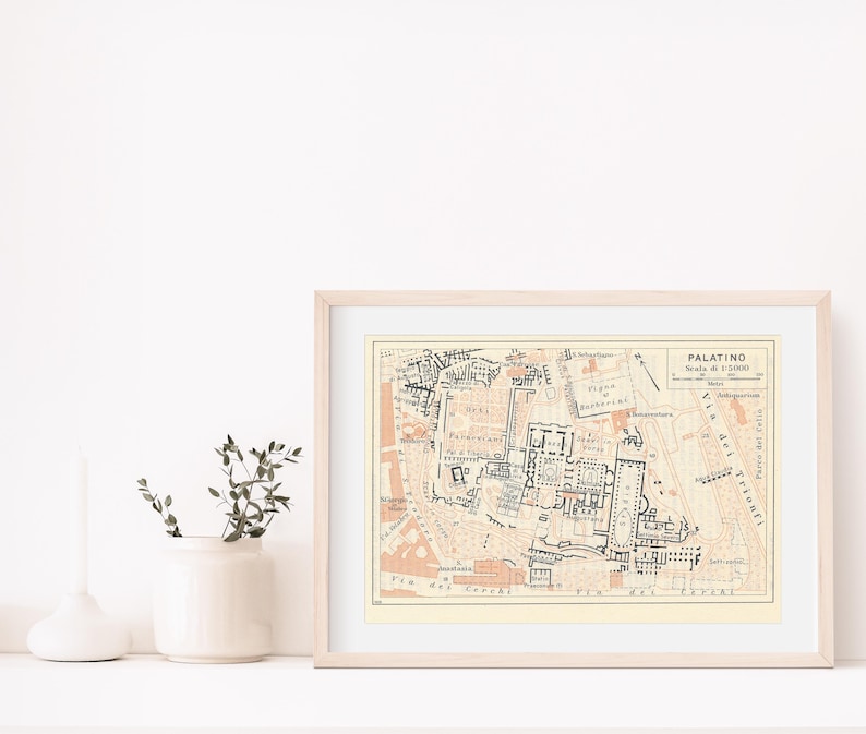 1939 Rome Italy Palatine Hill Antique Map - Etsy